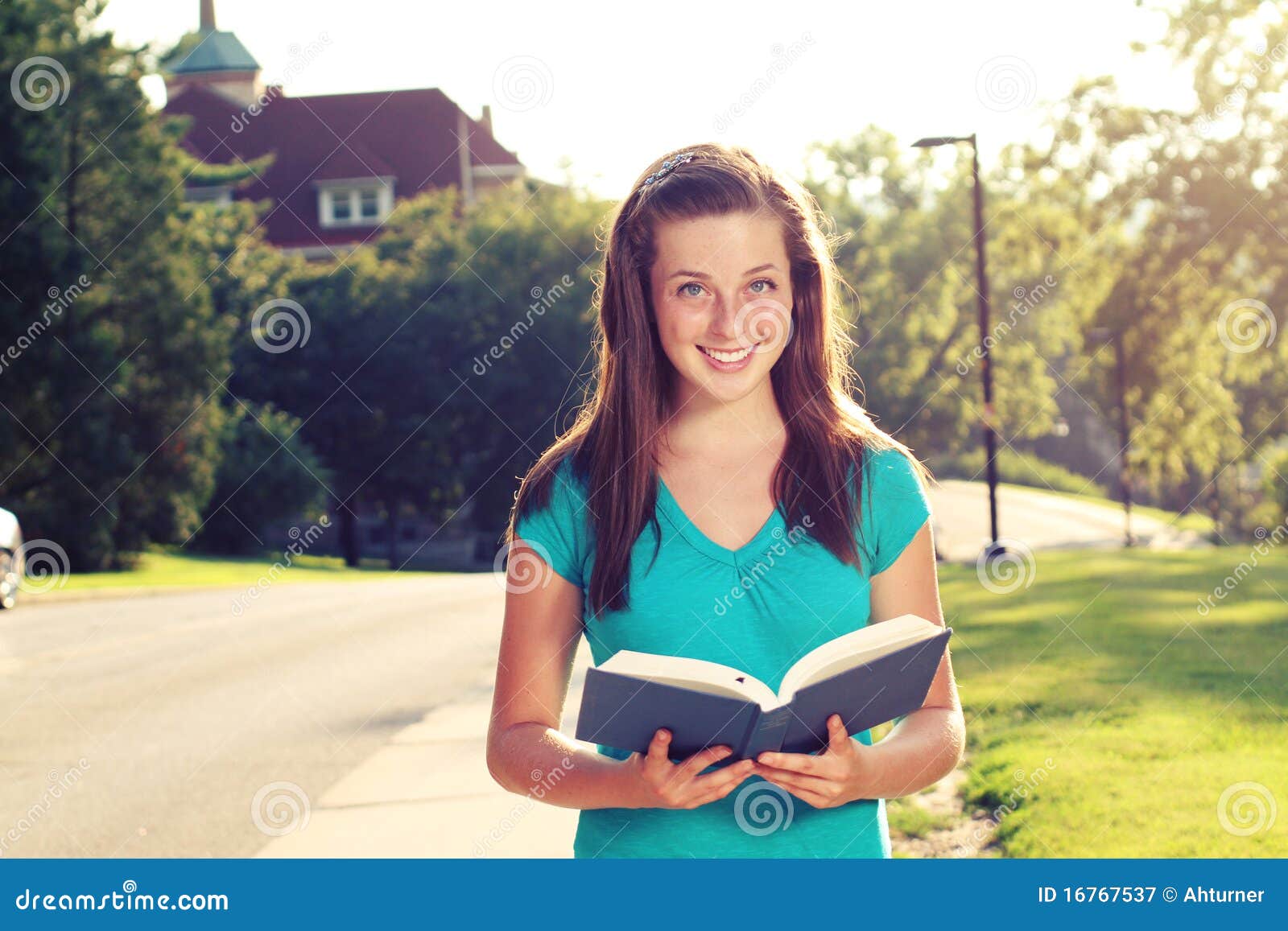 Female studying on campus stock image. Image of learning - 16767537