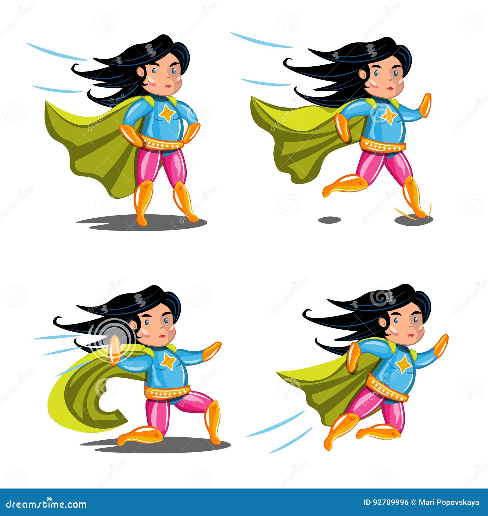 Female Superhero Action Poses Collection. Stock Vector - Illustration ...