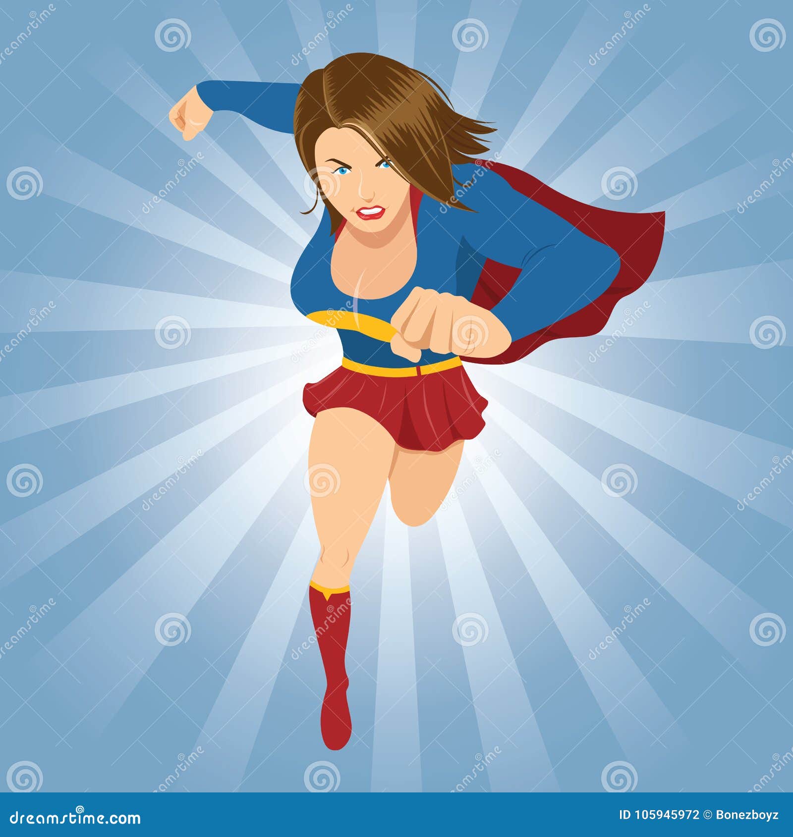 Female Superhero Running Forward Stock Vector - Illustration of mantle ...