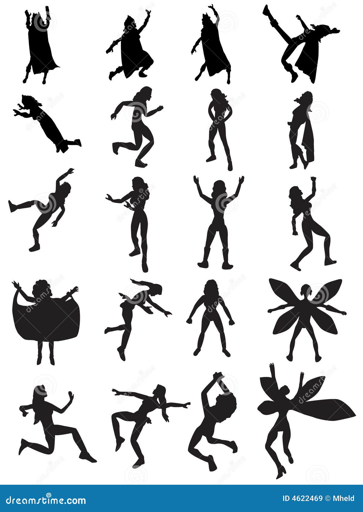 Female Superhero Silhouettes Stock Vector - Illustration of outline ...