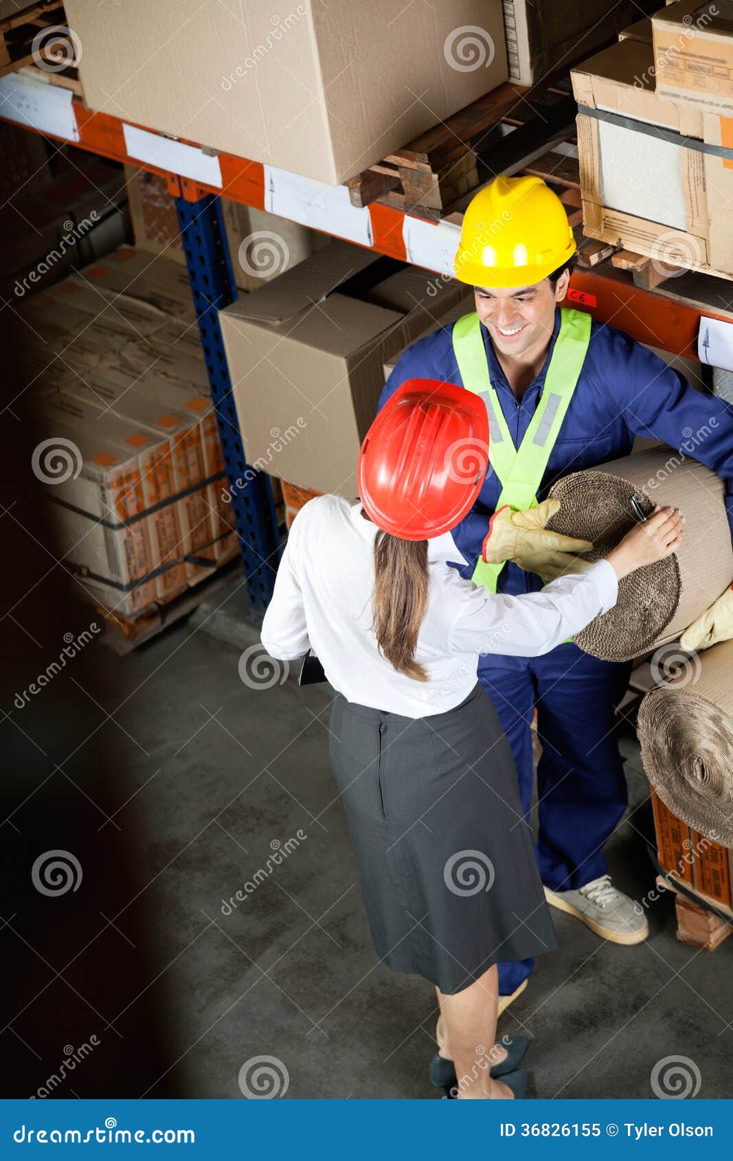 Female Supervisor Communicating with Foreman Stock Image - Image of ...
