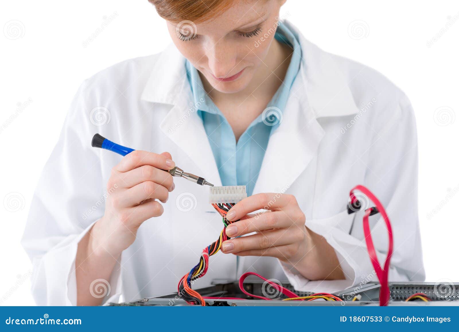 Female Support Computer Engineer - Woman Repair Stock Image - Image of ...