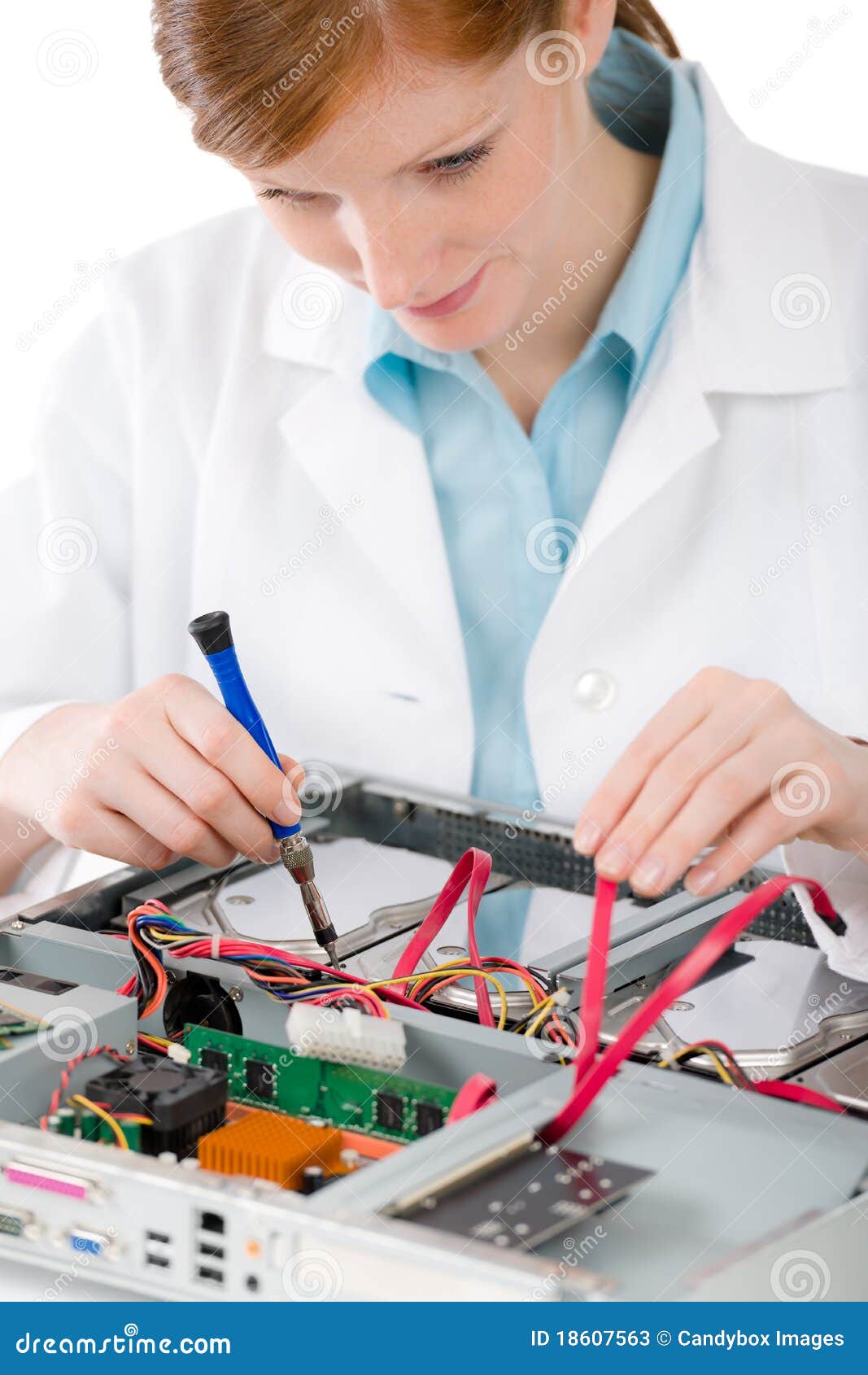 Female Support Computer Engineer - Woman Repair Stock Image - Image of ...