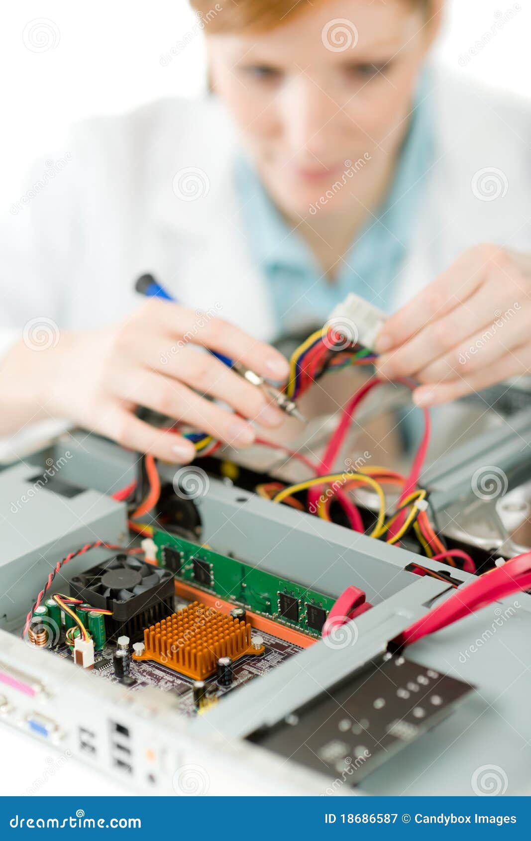 Female Support Computer Engineer - Woman Repair Stock Image - Image of ...