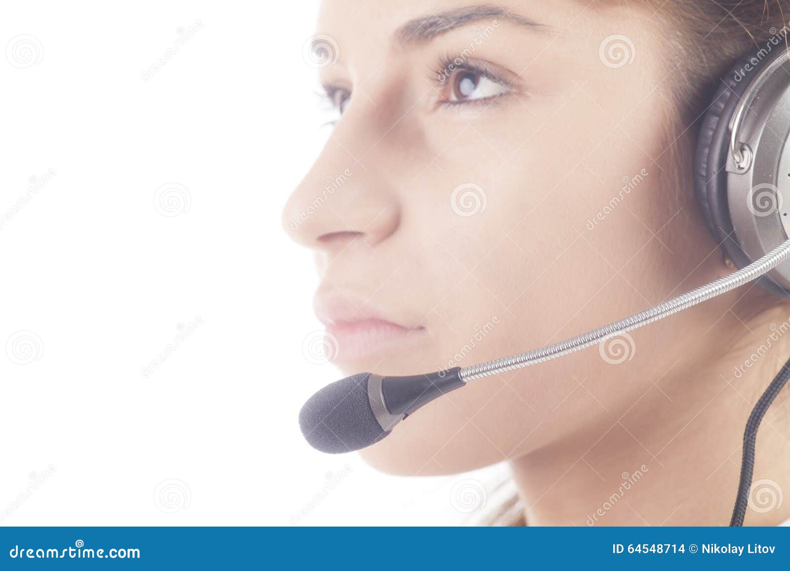 Female Support Operator with Headset Stock Photo - Image of headphones ...