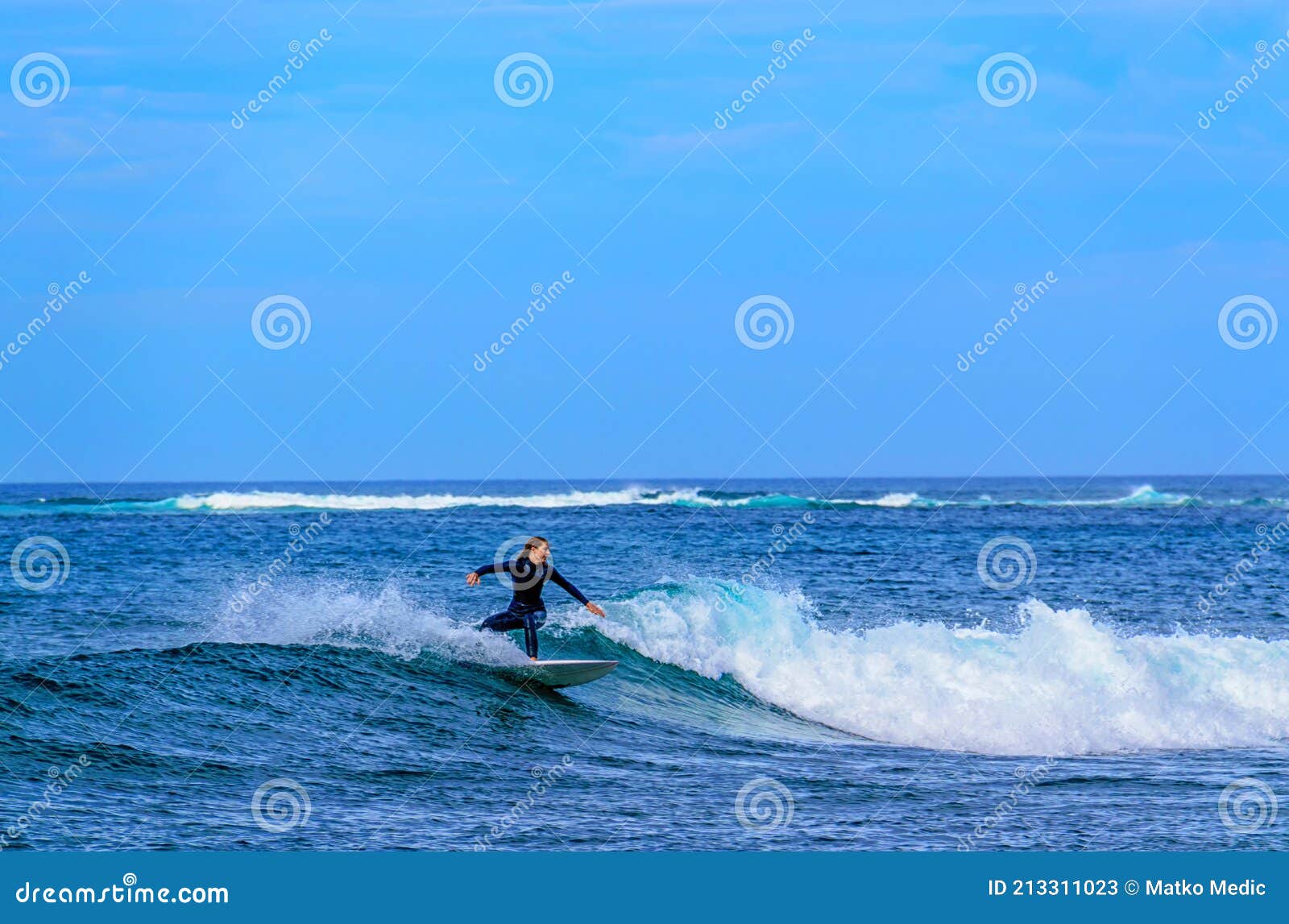 Female Surfer is Having Fun on Beautiful Summer Day Editorial Stock ...