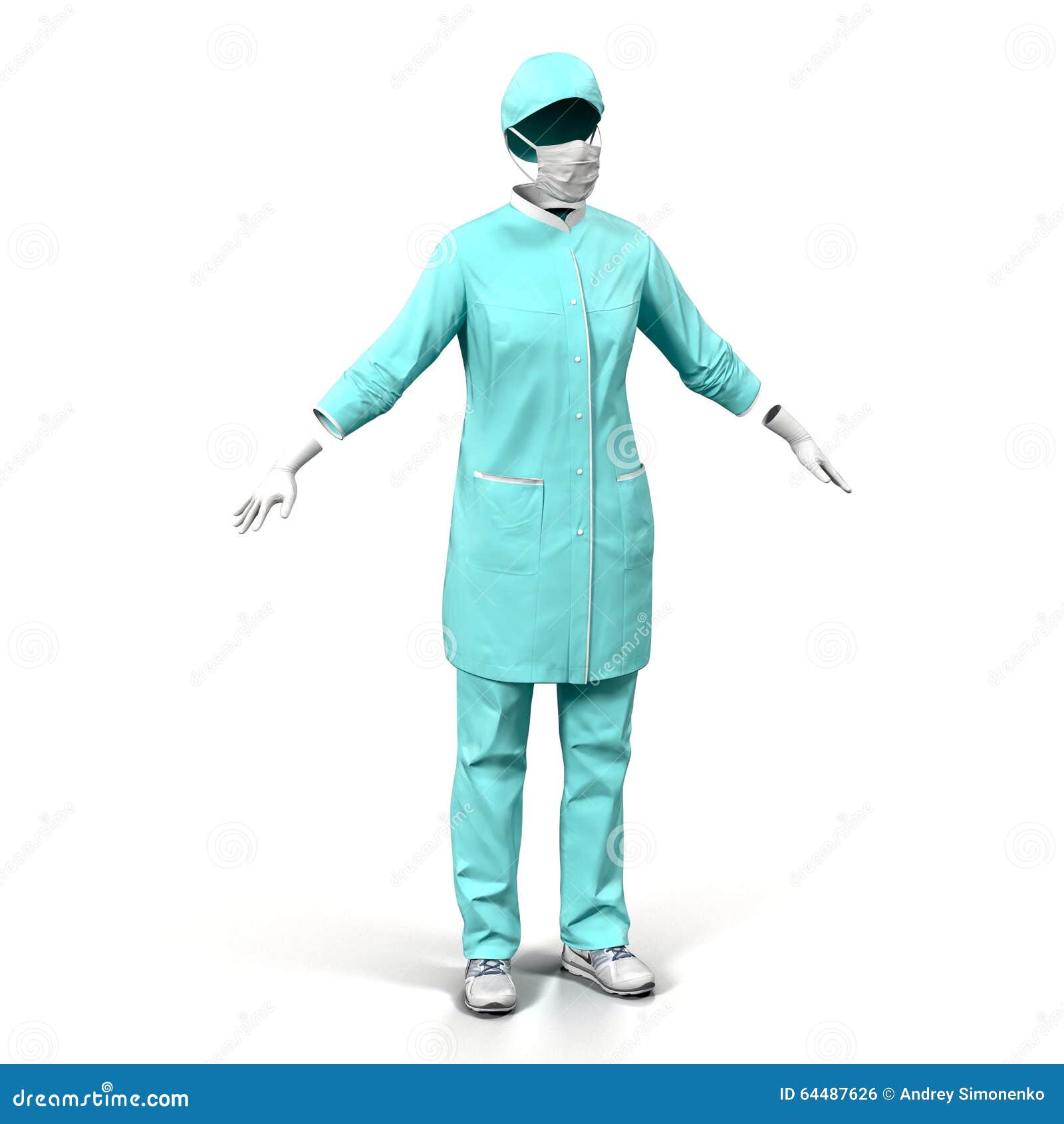 Female Surgeon Dress on White Background Stock Illustration ...