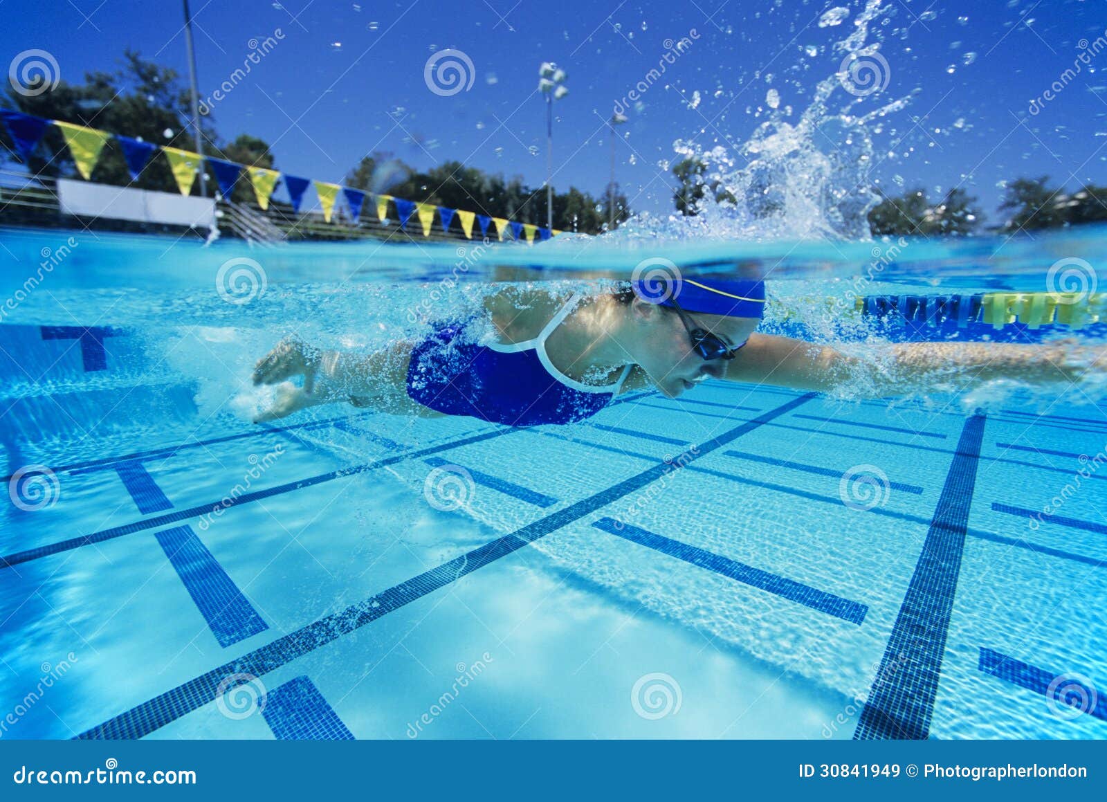 Female Swimmer in Pool stock image. Image of activity - 30841949