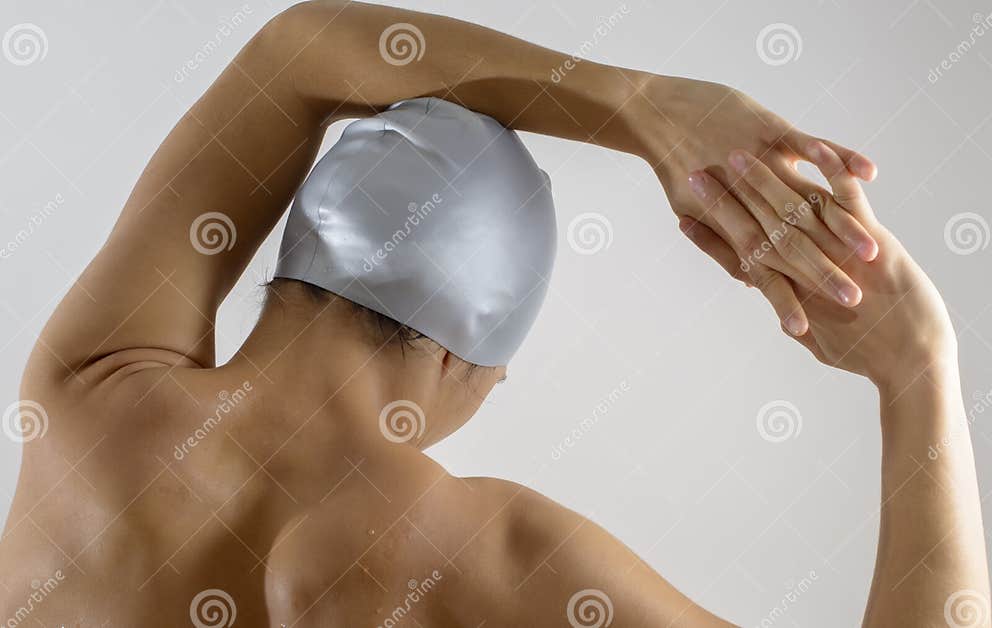 Female Swimmer S Back in Studio Stock Photo - Image of training ...