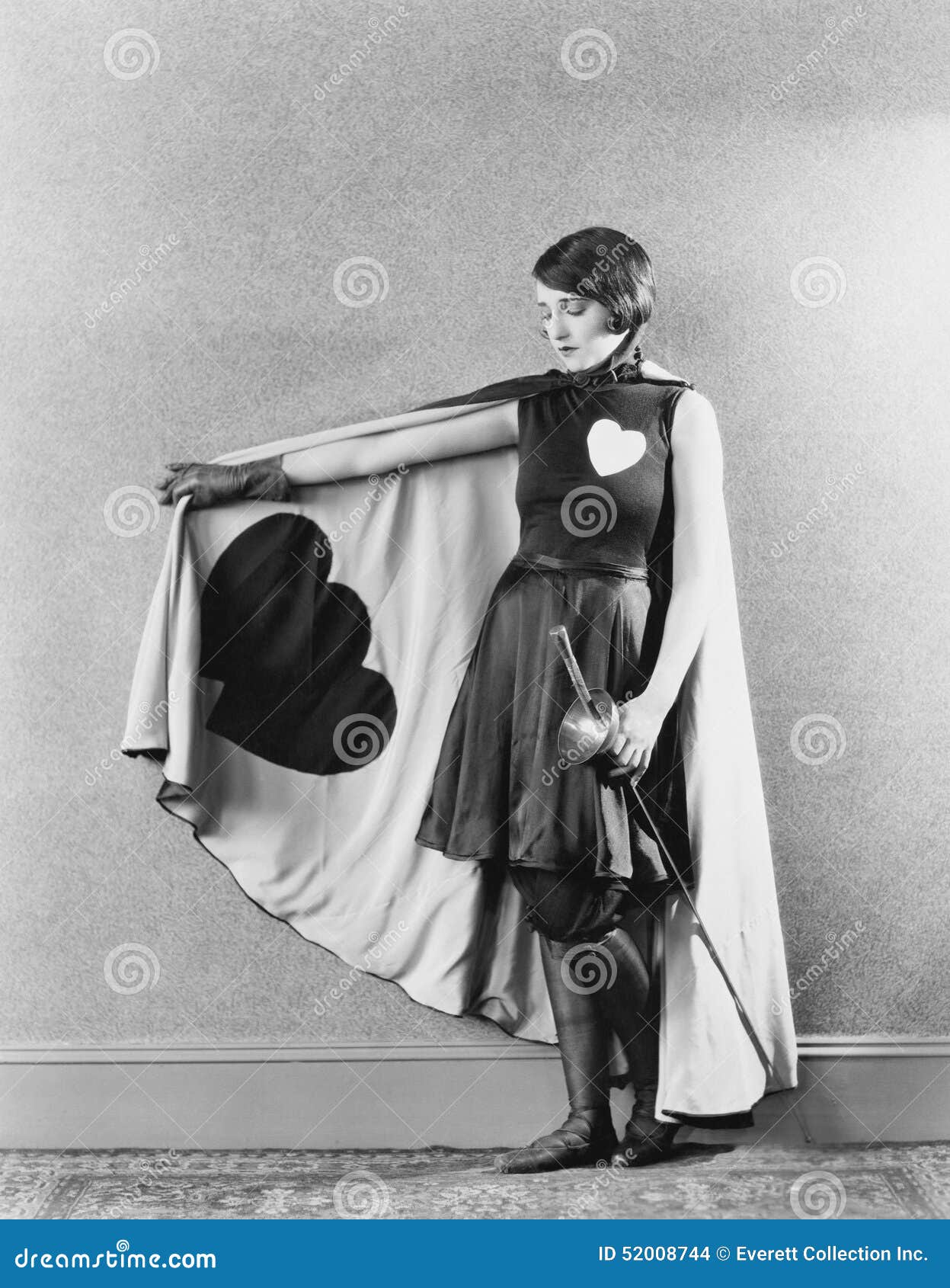 Female Sword Fighter Wearing Cape with Hearts Stock Photo - Image of ...