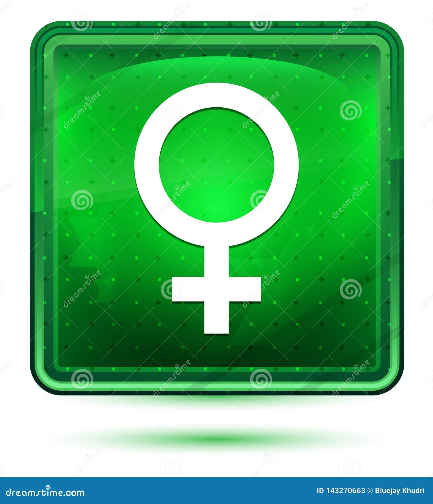 Female Symbol Icon Neon Light Green Square Button Stock Illustration ...