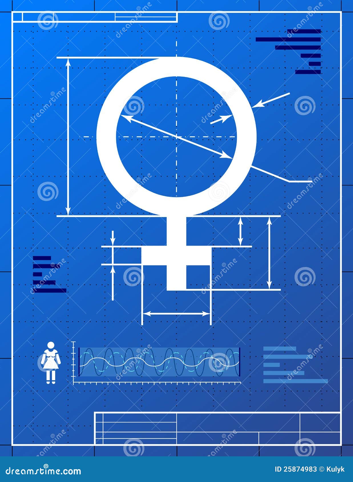 Female Symbol Like Blueprint Drawing Stock Vector - Illustration of ...