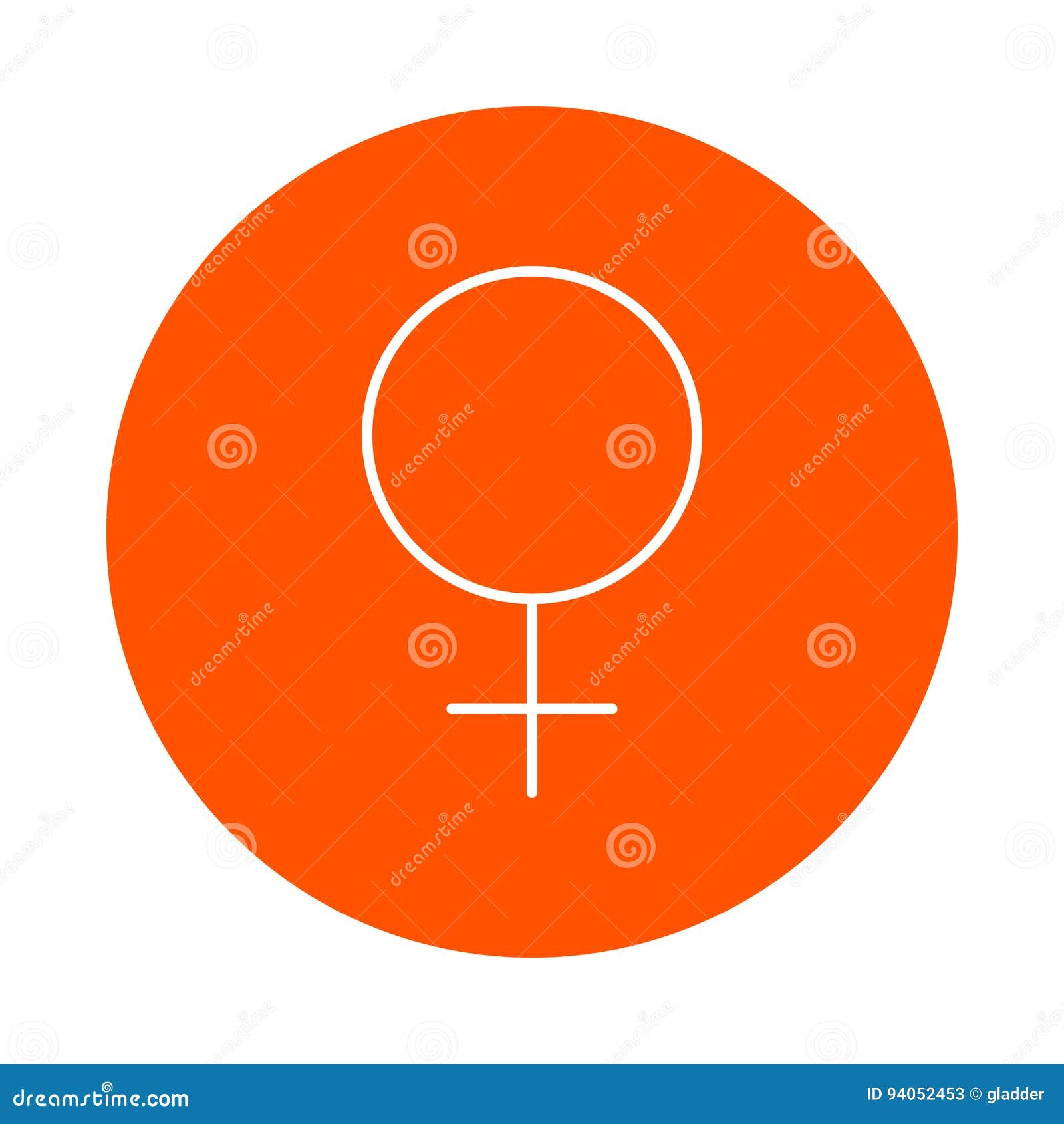 Female Symbol, Round Monochrome Icon, Flat Style. Stock Illustration ...
