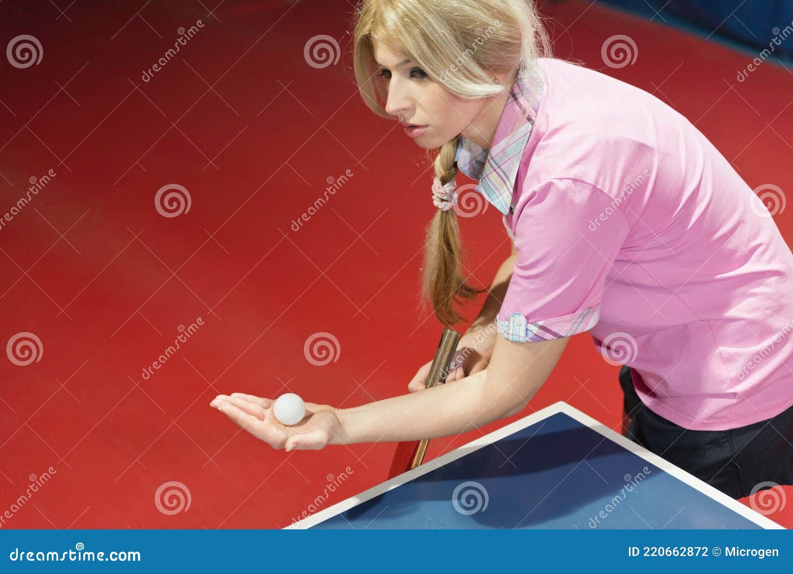 Female Table Tennis Player Serving Stock Photo - Image of tennis ...