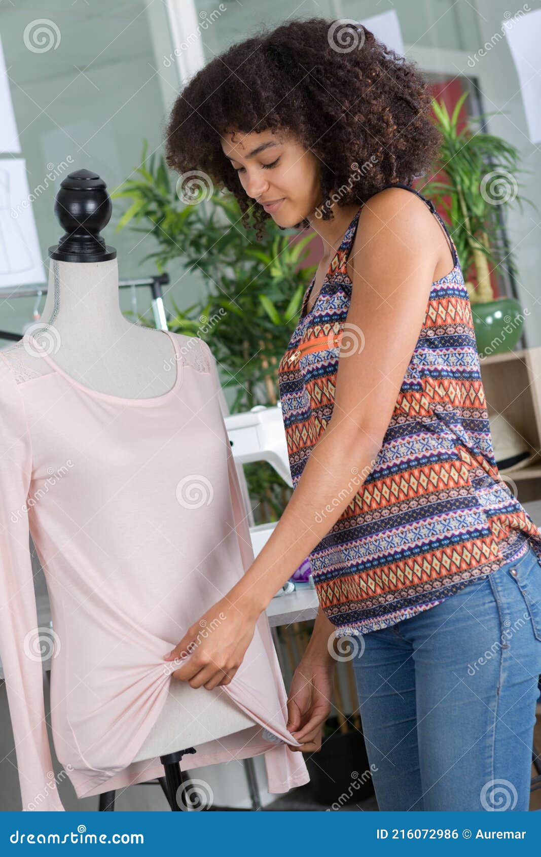 Female Tailor Dressing Dummy Stock Photo - Image of fitting, occupation ...