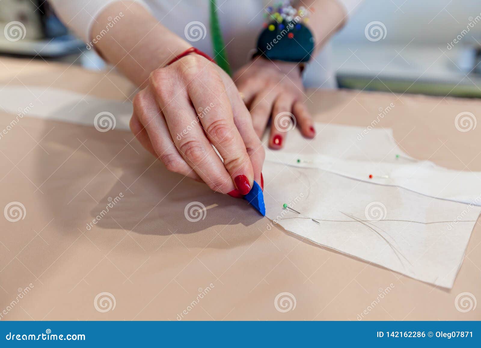 Cloth, Hands, Sewing, Design Stock Photo - Image of hands, measurement ...