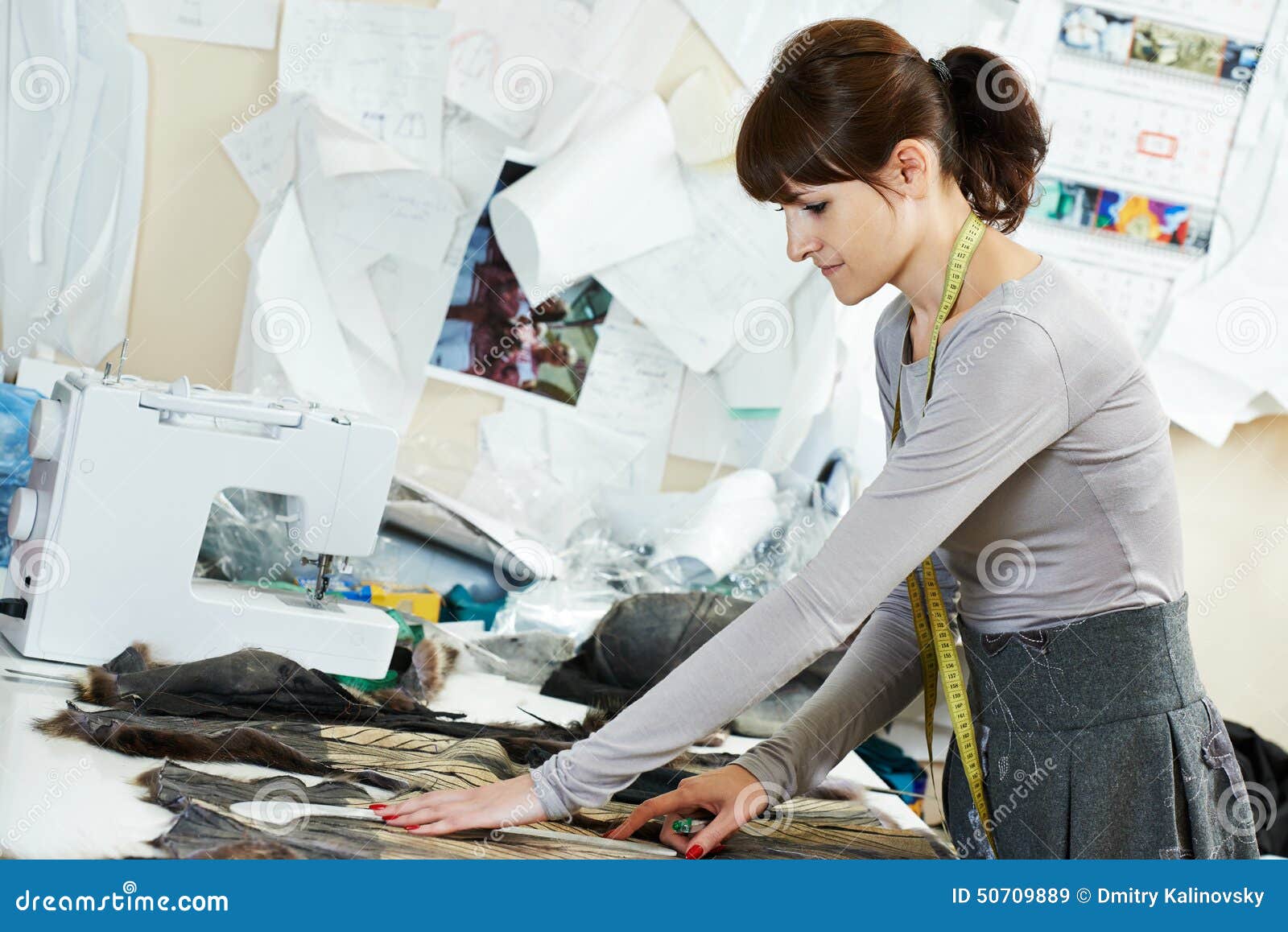 Female Tailor Portrait at Workplace Stock Image - Image of employed ...