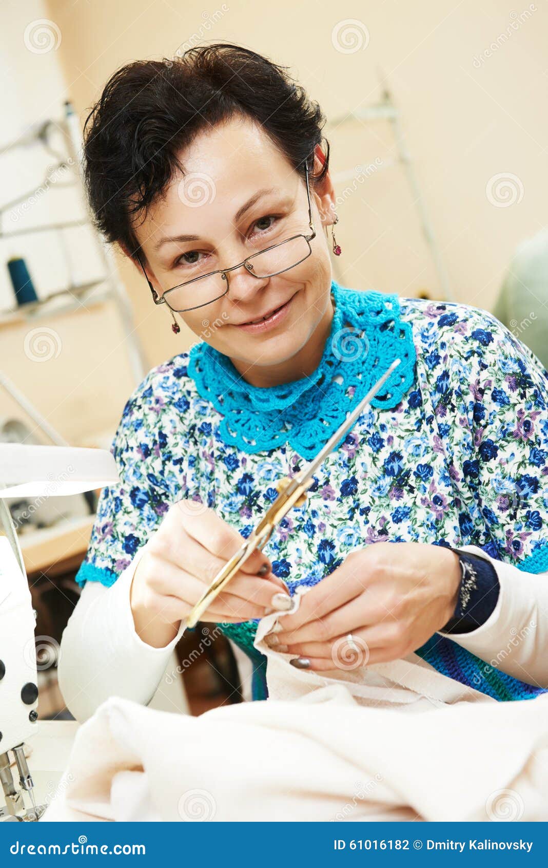 Female Tailor Portrait at Workplace Stock Photo - Image of garment ...