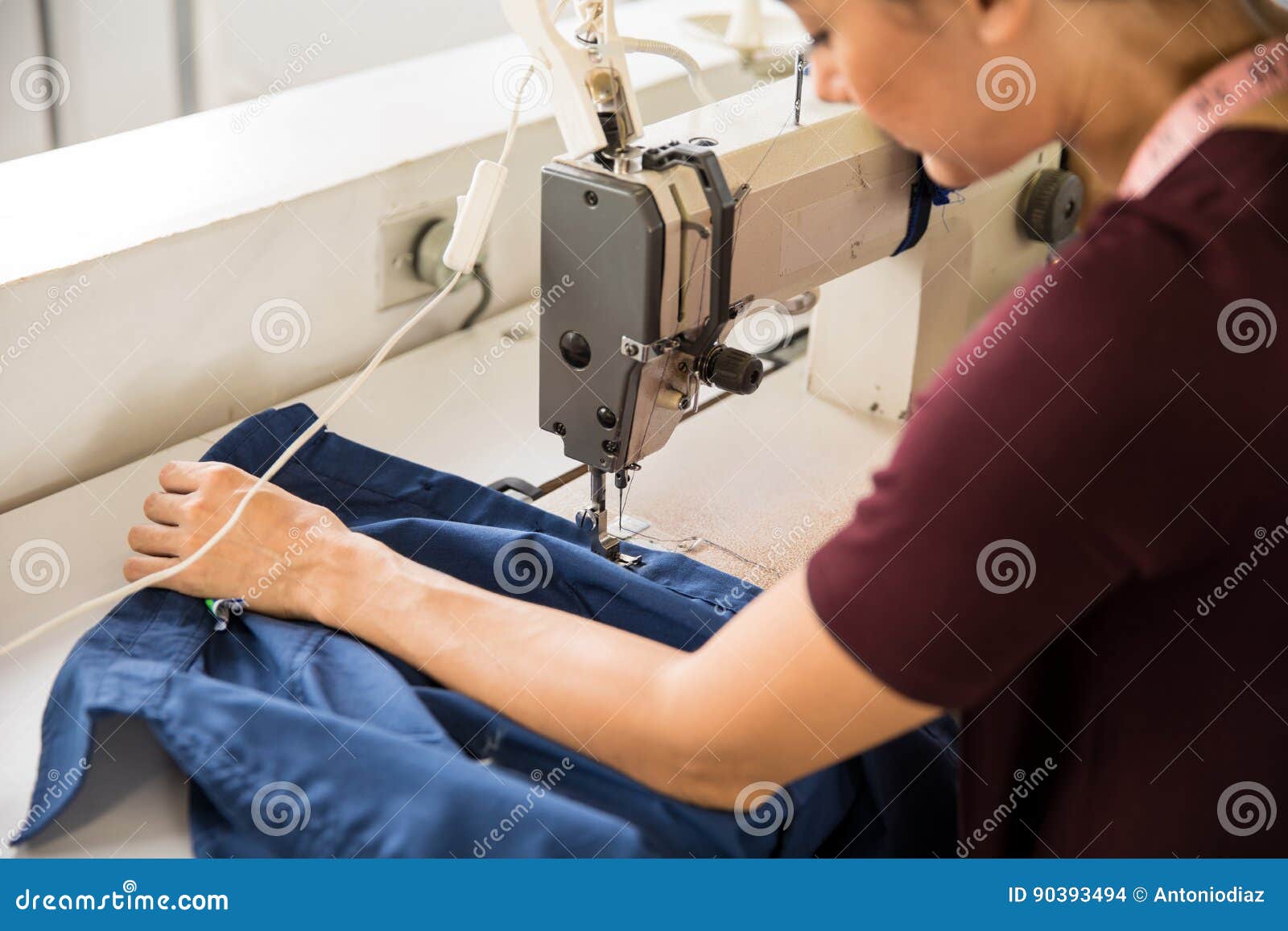 Female Tailor Using Sewing Machine Stock Photo - Image of working, work ...