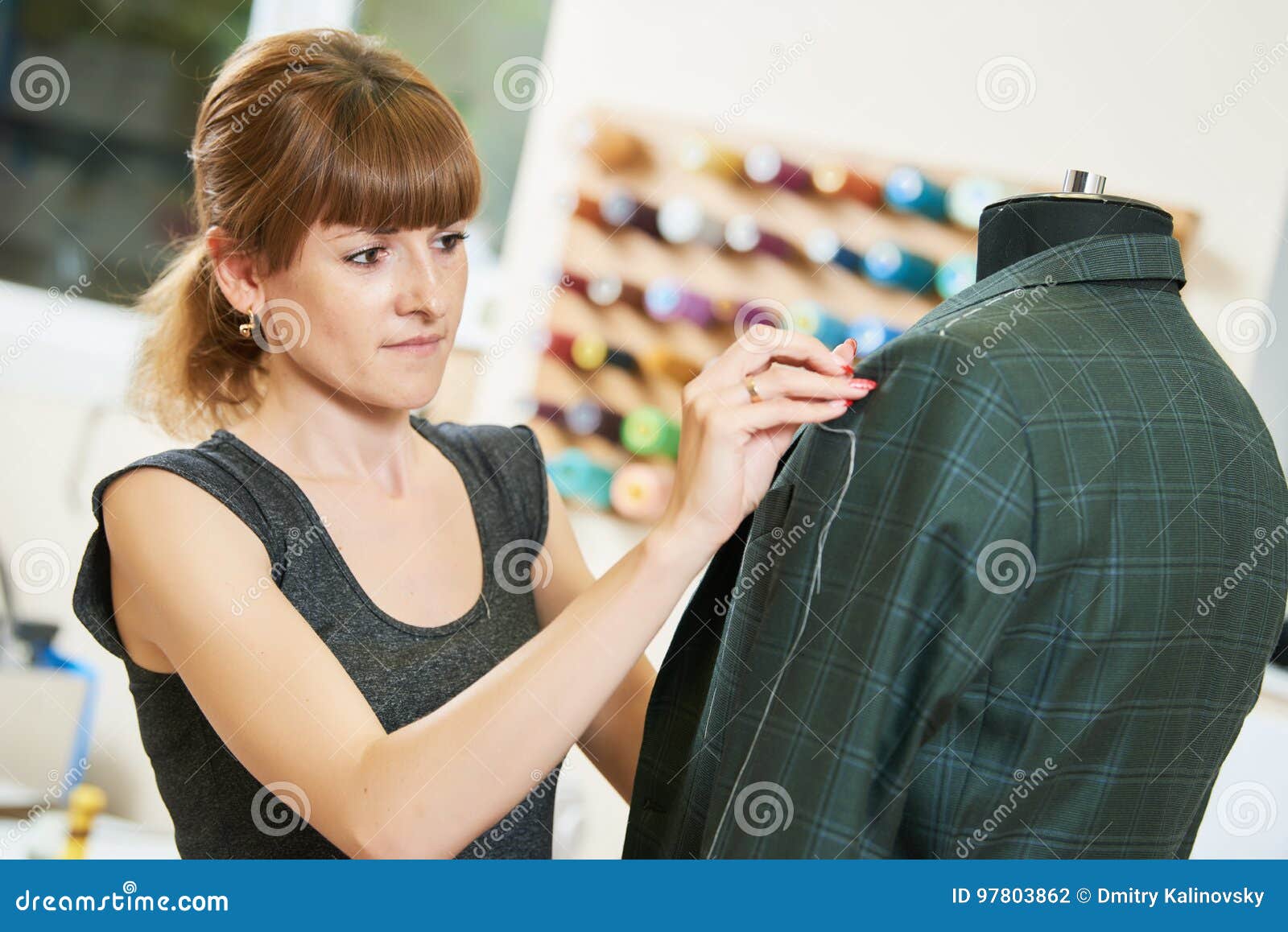 Female Tailor Works With Male Suit Royalty-Free Stock Image ...