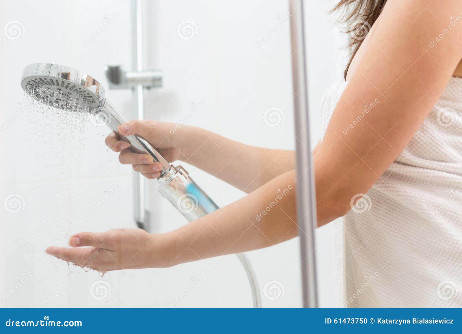 Female taking shower stock photo. Image of home, caucasian - 61473750