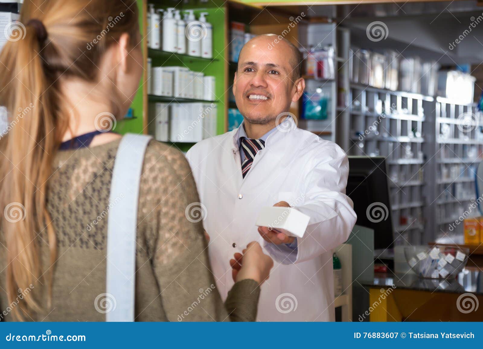 Female Talking To a Pharmacist Stock Image - Image of consumerism ...