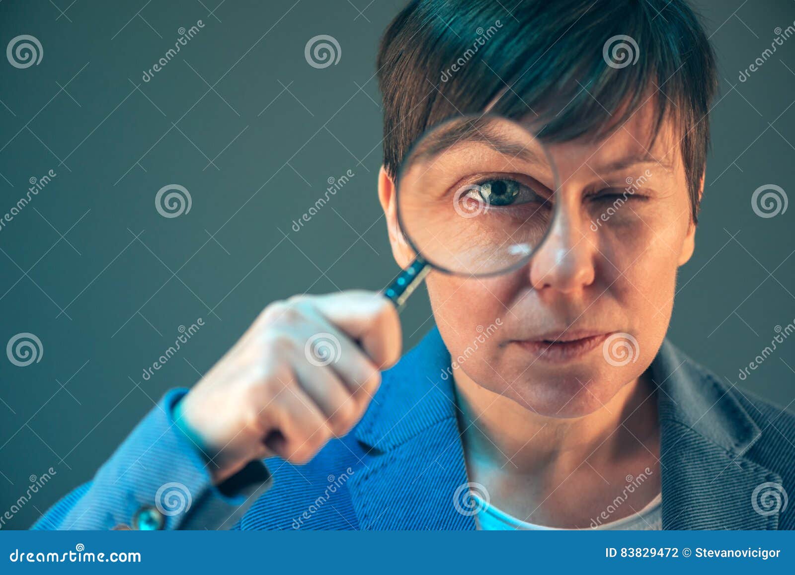 Female Tax Inspector with Magnifying Glass Stock Photo - Image of ...