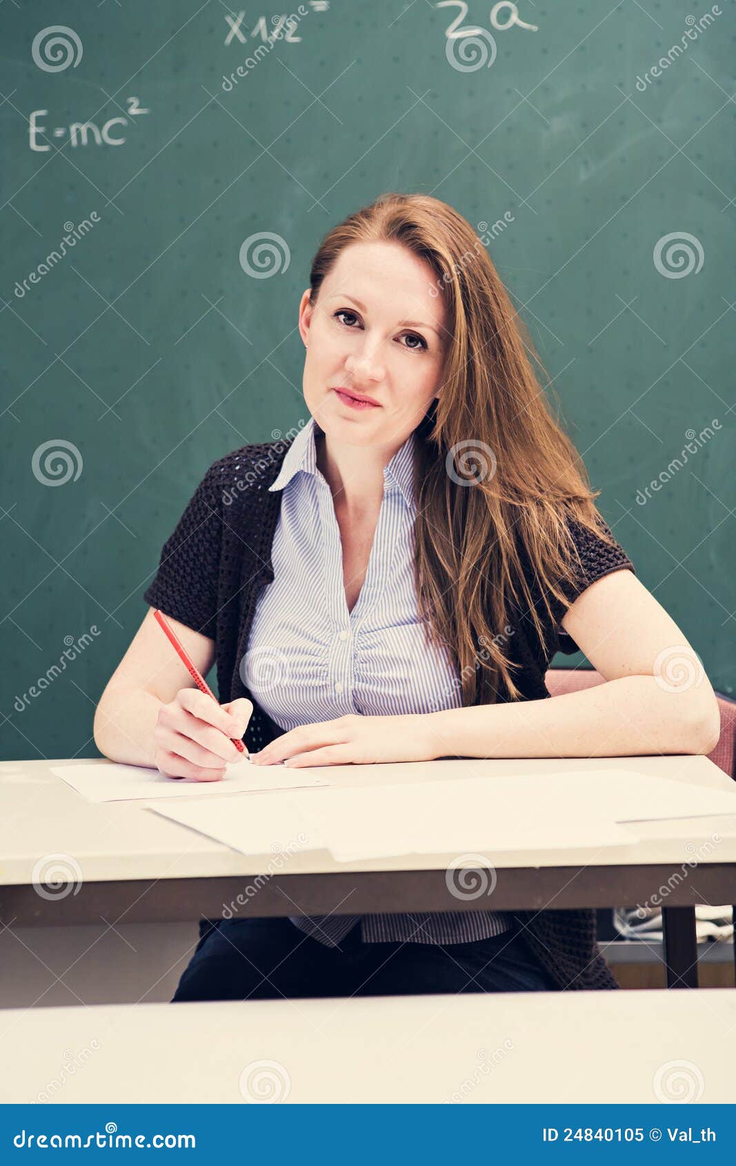 Female teacher stock image. Image of education, indoors - 24840105
