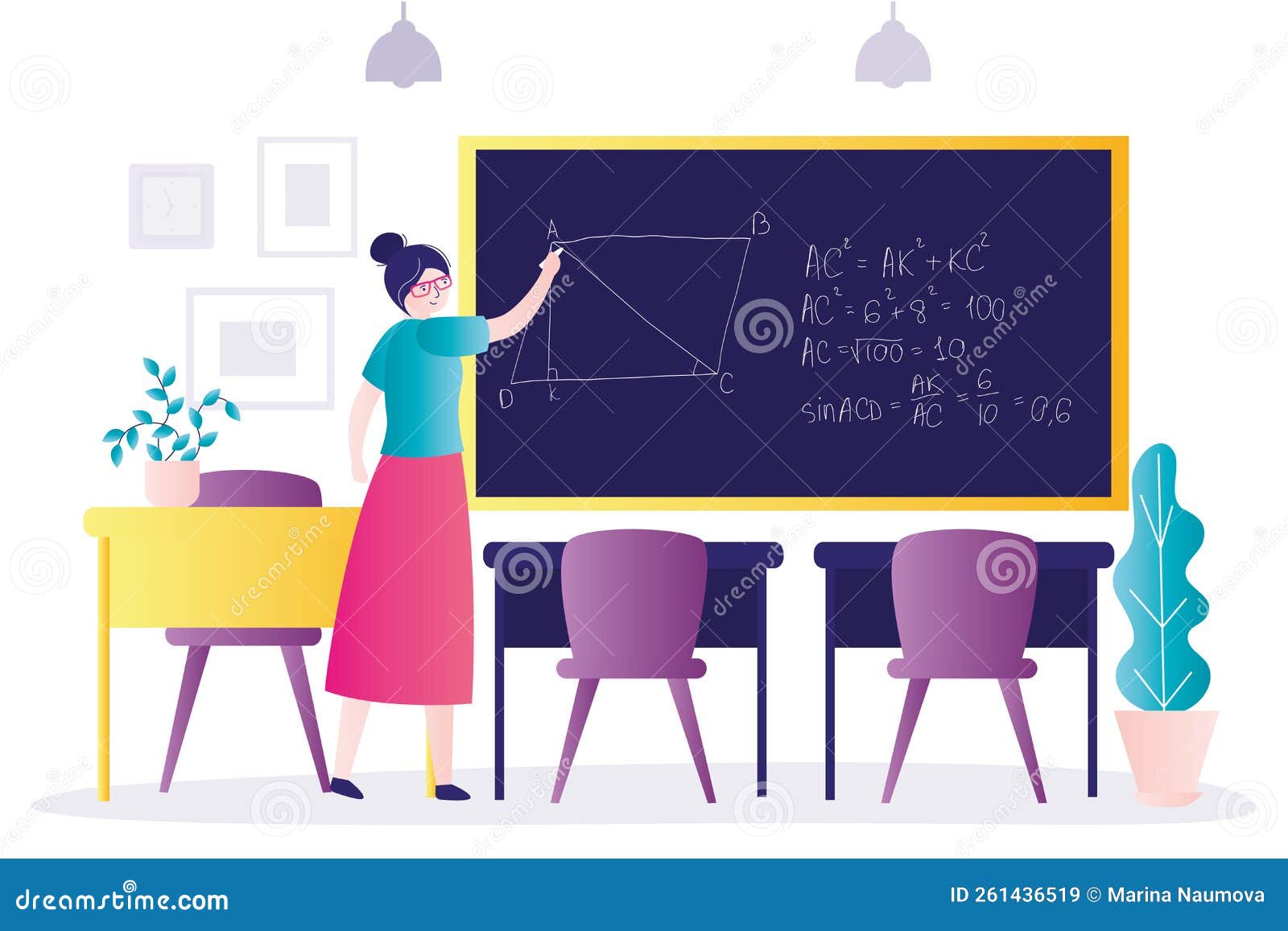 Female Mathematician And Math Teacher At Work Cartoon Vector ...