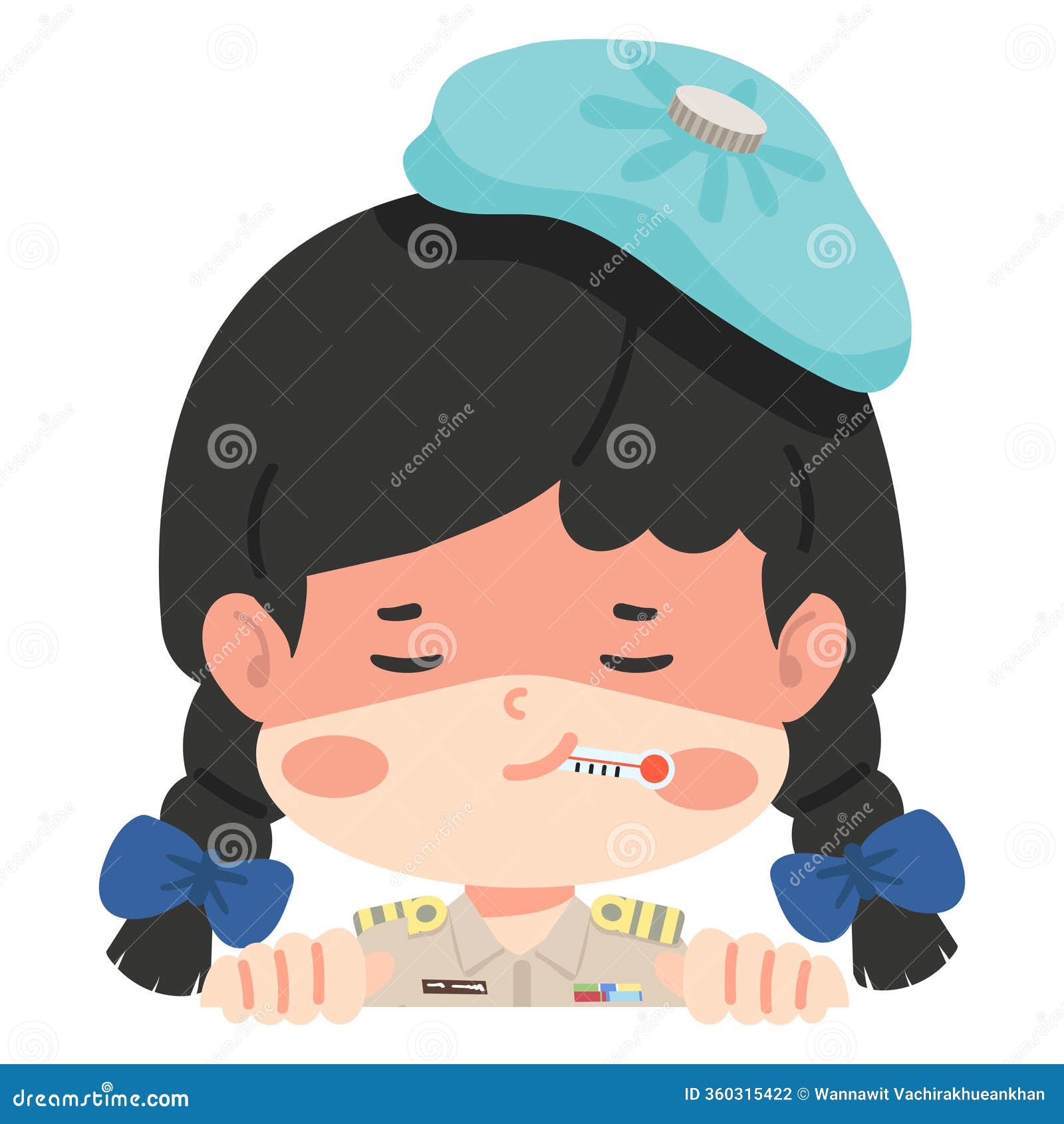 Feeling Sick Hand Drawn Sticker Illustration Emoji In Cartoon Style ...