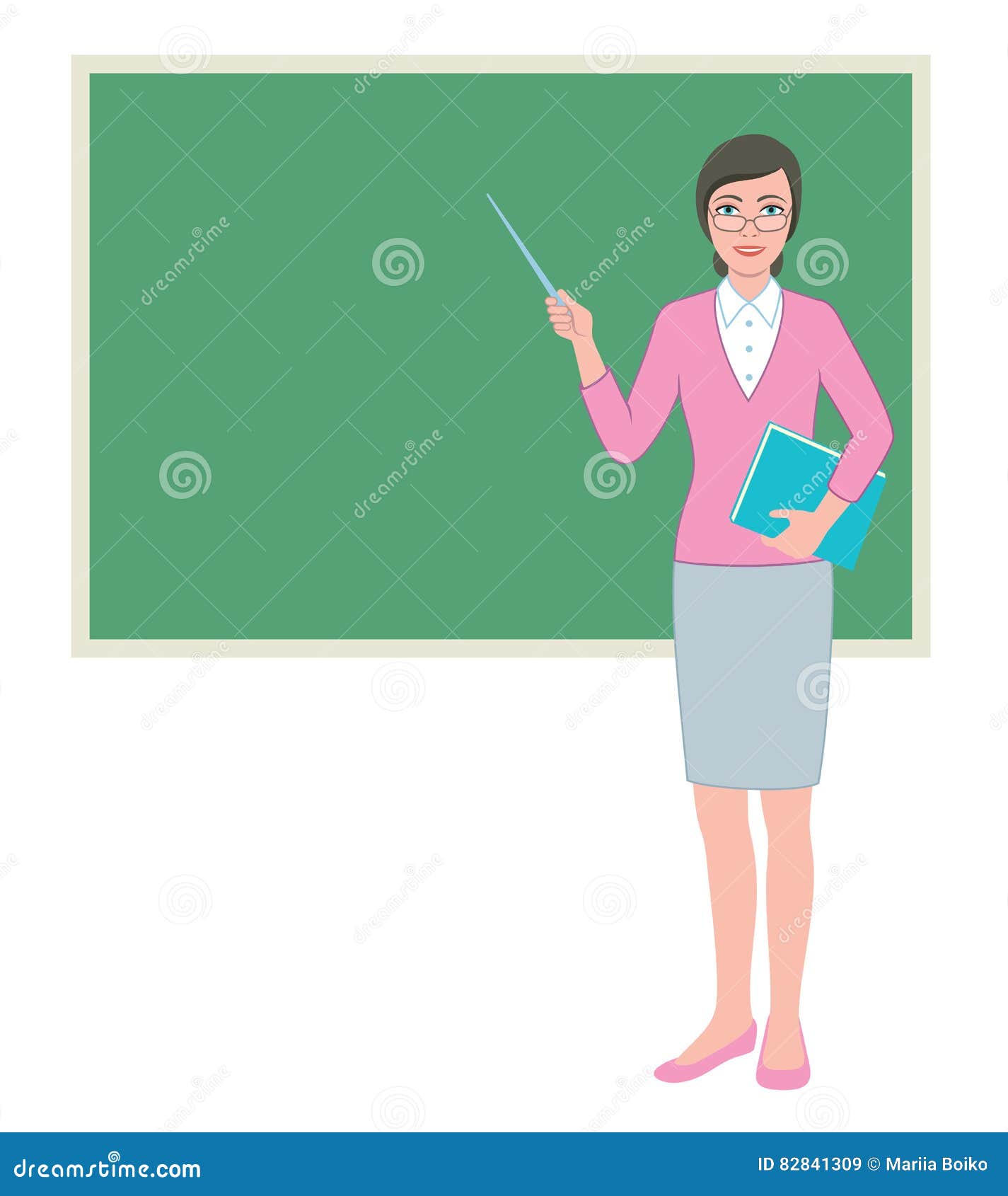 Female Teacher with a Pointer at Blackboard Stock Vector - Illustration ... Female Teacher with a Pointer at Blackboard Stock Vector - Illustration ...