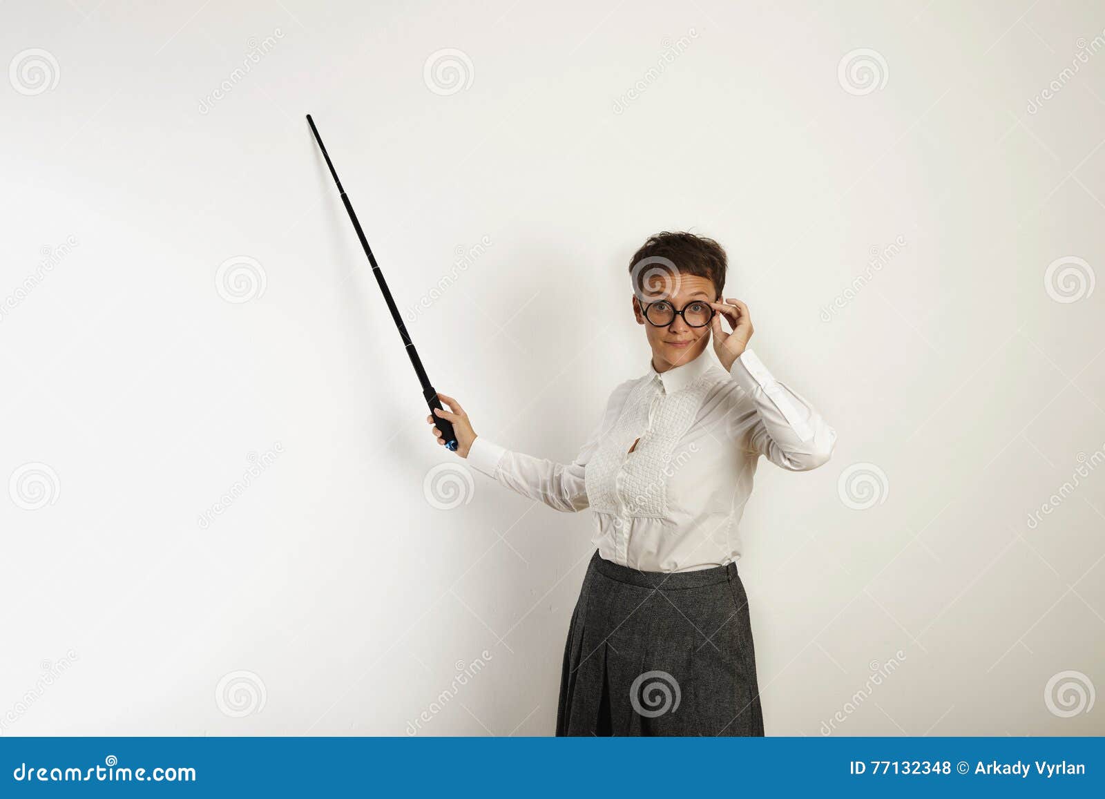 Female Teacher with a Pointer at White Board Stock Photo - Image of ...