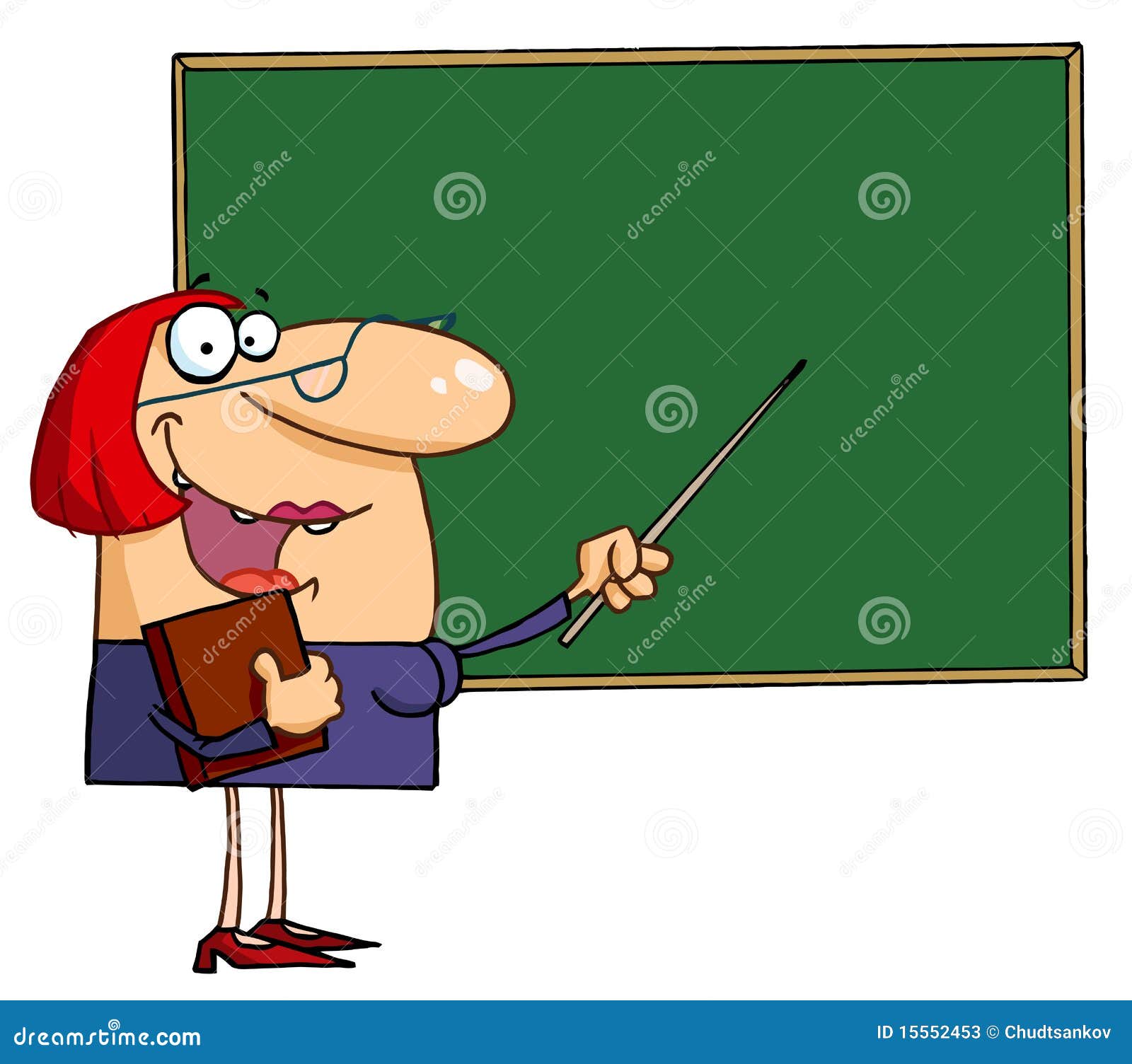 Female Teacher Pointing To a Chalkboard Stock Vector - Illustration of ...