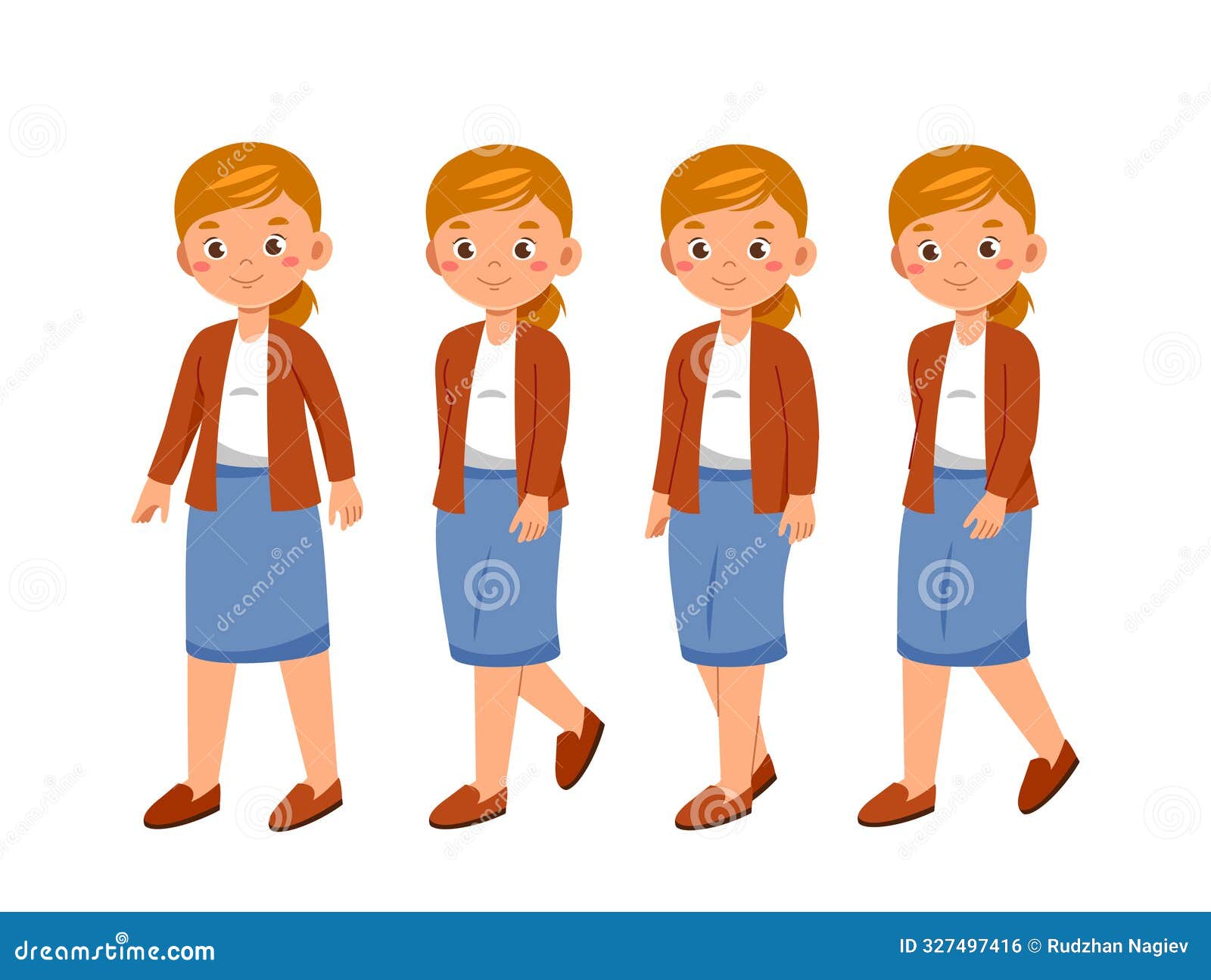 Female Teacher Set. Educational Worker Walking. Pack of Characters ...