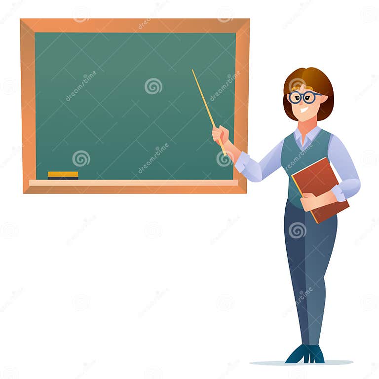 Female Teacher Standing Near Blackboard Stock Vector Illustration Of Board Person 276782290