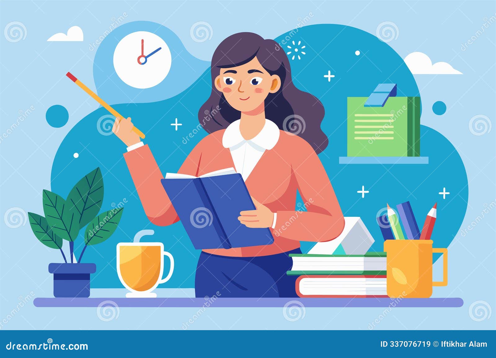 Organized Teacher Preparing Classroom Materials For Students Creating An Organized Environment ...