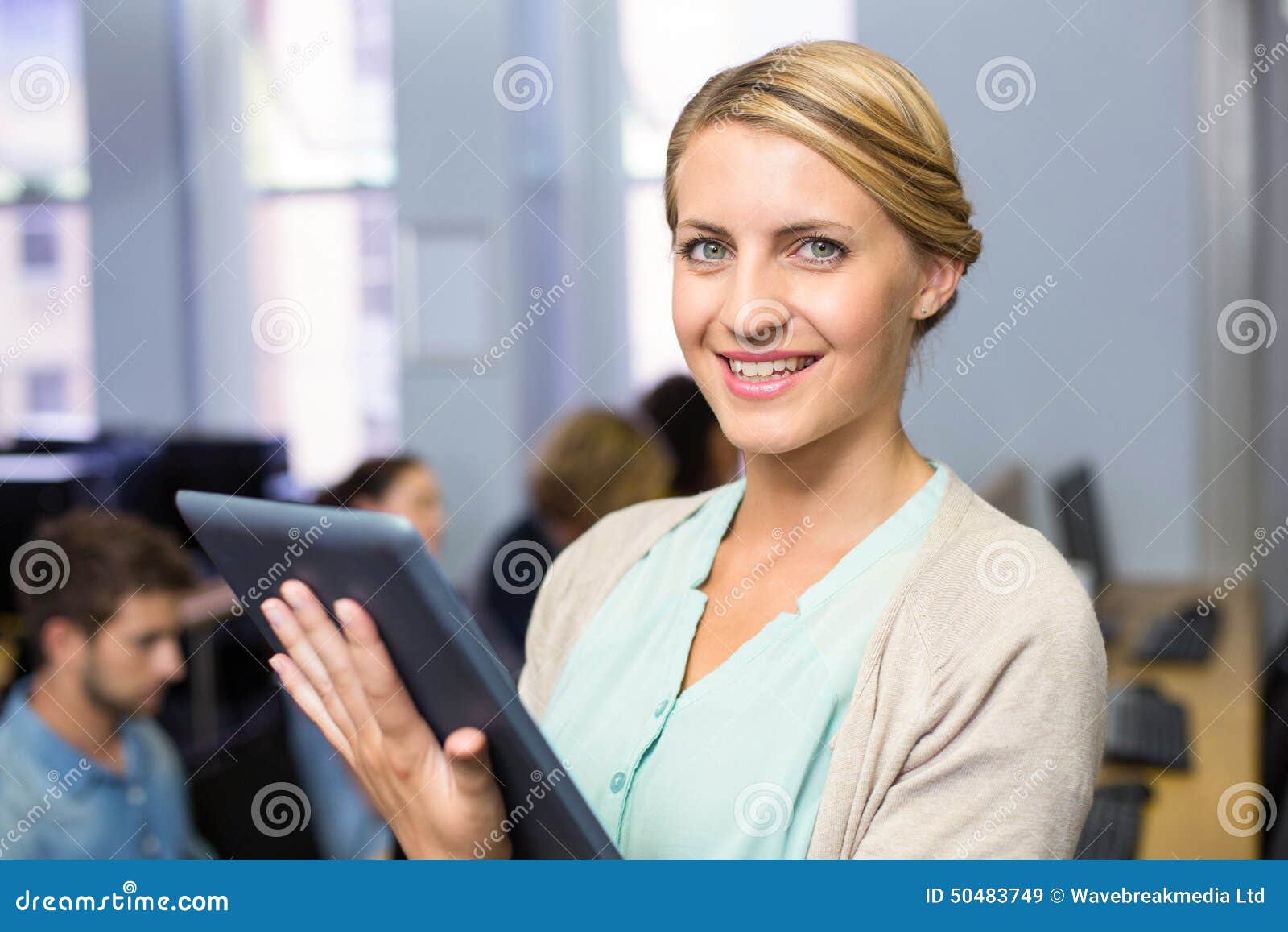 Female Teacher Using Digital Tablet In Computer Class Stock Image ... Female Teacher Using Digital Tablet In Computer Class Stock Image ...