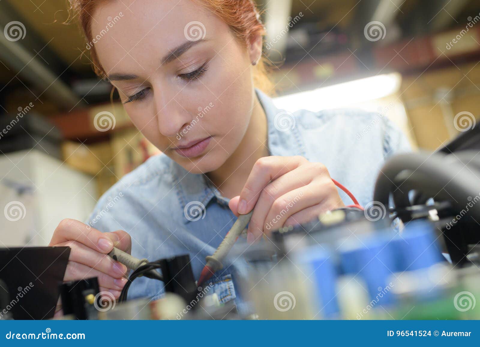 Female Tech Fixes Electronic Circuit Stock Photo - Image of ...