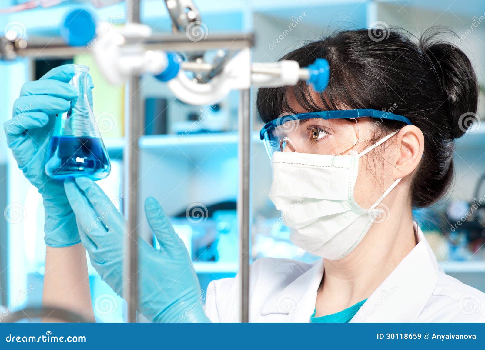 Tech works in chemical lab stock image. Image of glasses - 30118659