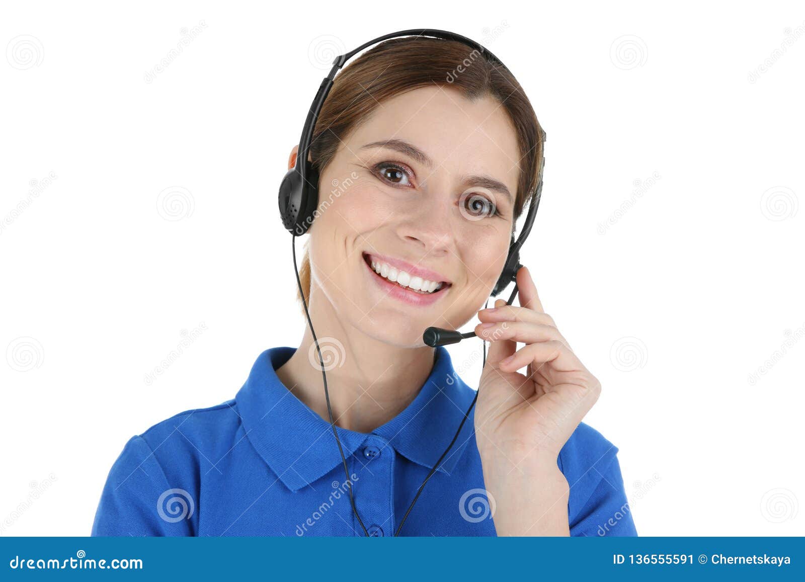 Female Technical Support Operator with Headset on White Stock Image ...
