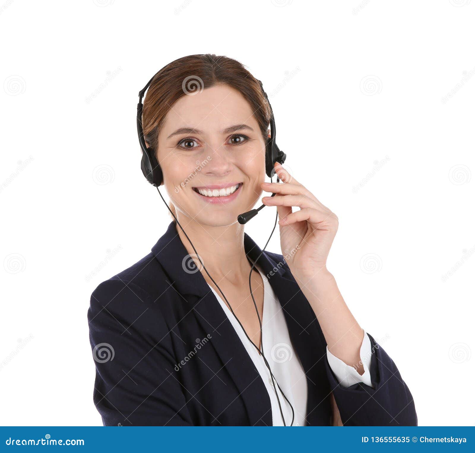 Female Technical Support Operator with Headset on White Stock Image ...