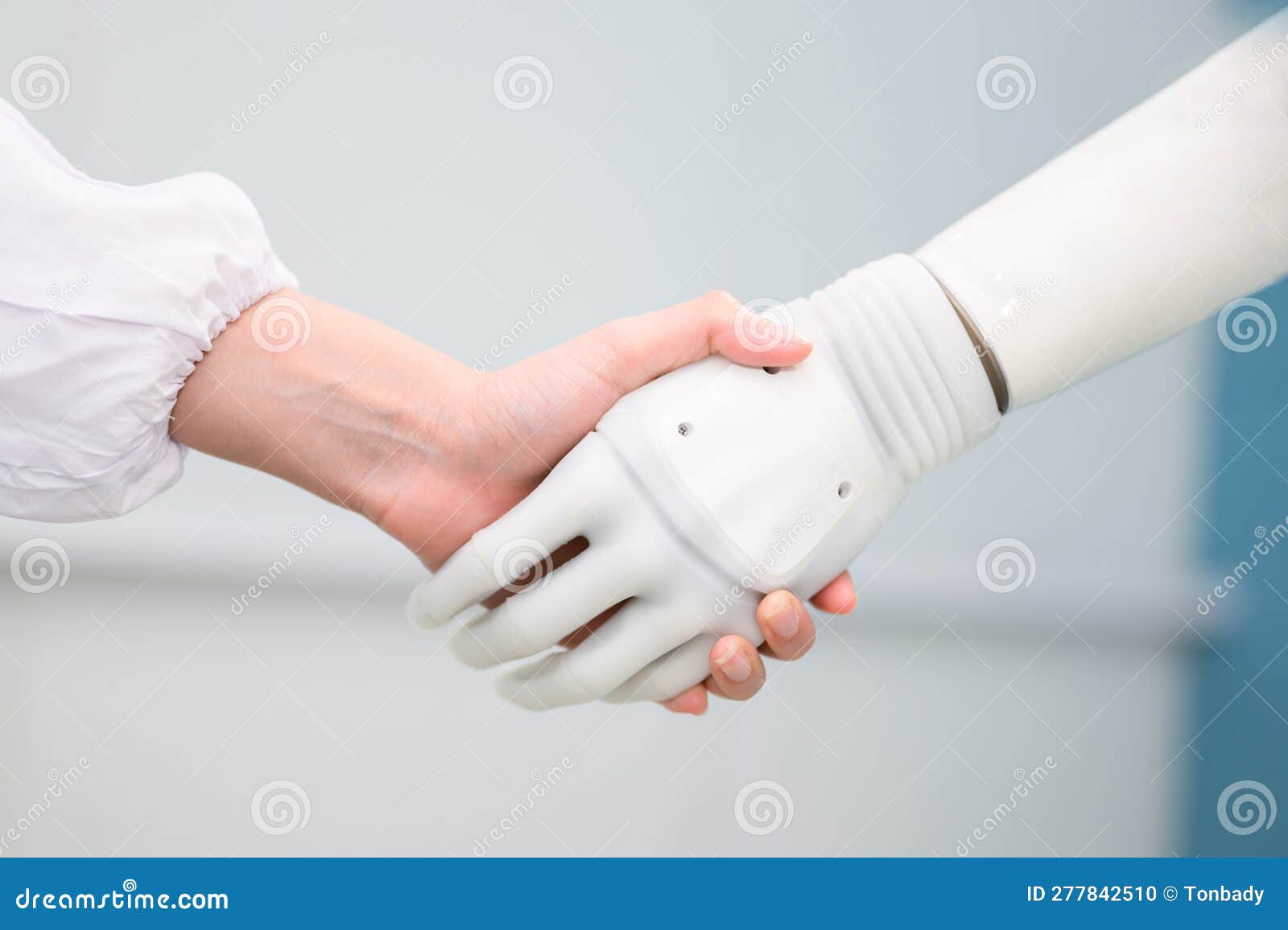 Female Technician Checking and Controlling Artificial Prosthetic Hand ...