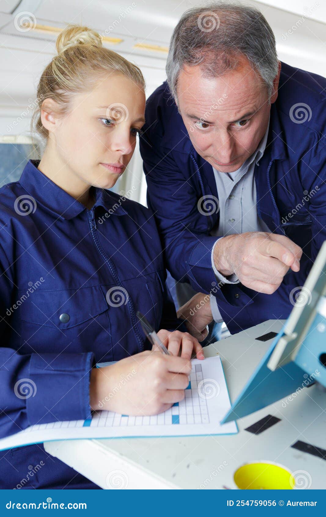 Female Technician Completing Form from Information on Computer Screen ...