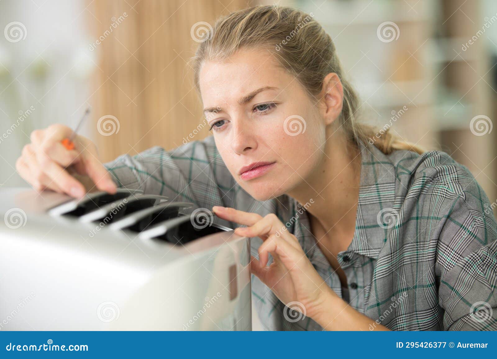 Female Technician Fixing Machine Stock Image - Image of chopper ...