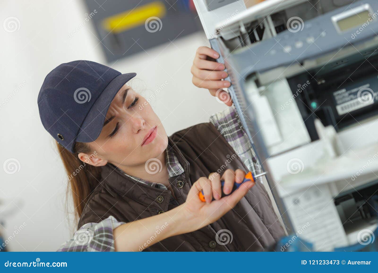 Female Technician Fixing Printer Stock Image - Image of people ...