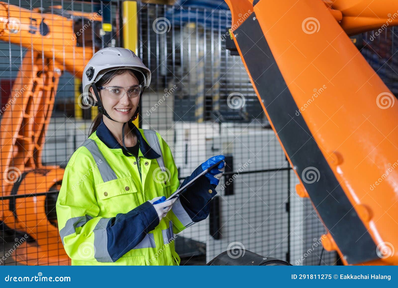 Female Technician Modern Factory, Technical Supervisor of Robot ... Female Technician Modern Factory, Technical Supervisor of Robot ...