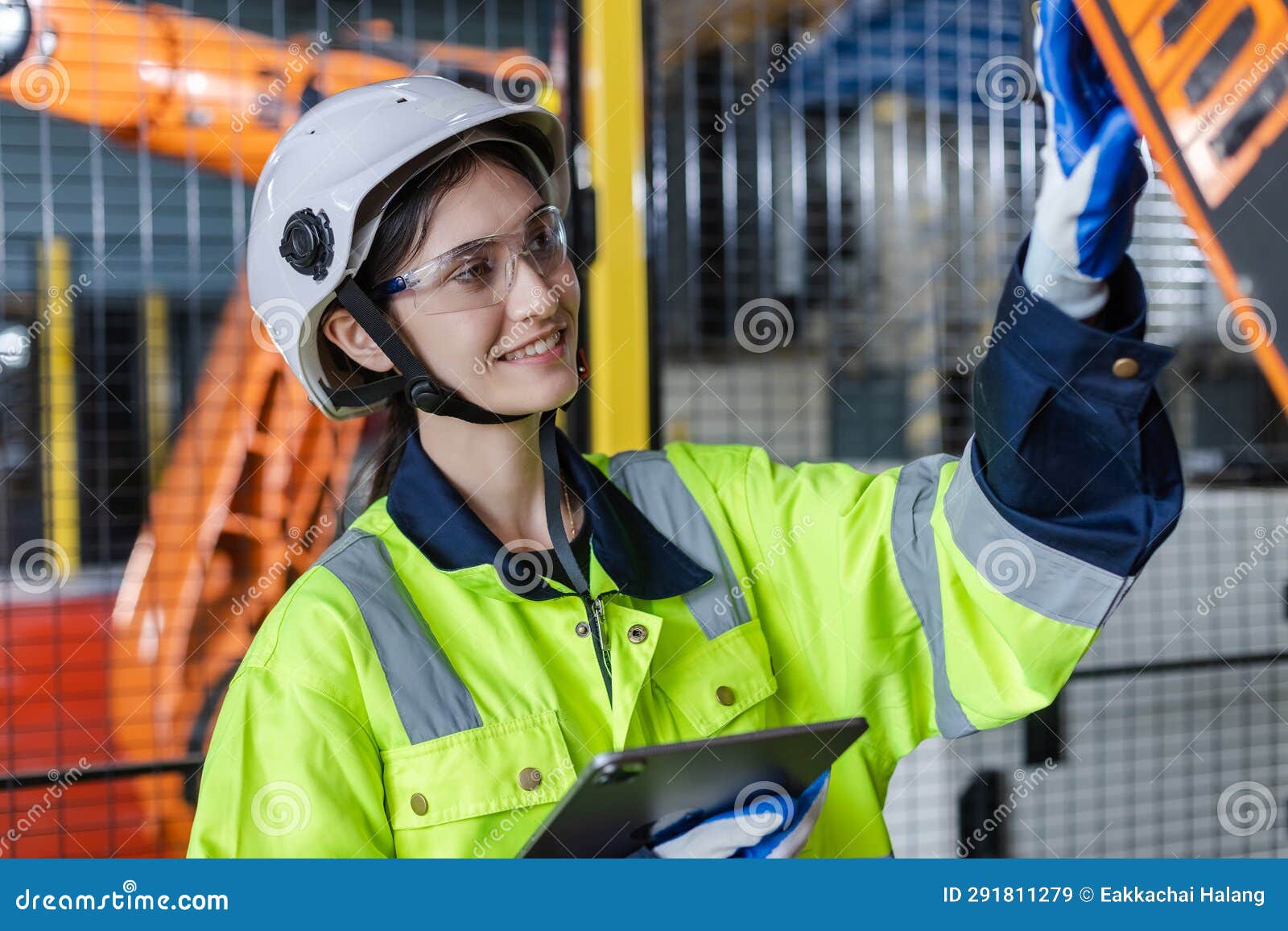 Female Technician Modern Factory, Technical Supervisor of Robot ... Female Technician Modern Factory, Technical Supervisor of Robot ...