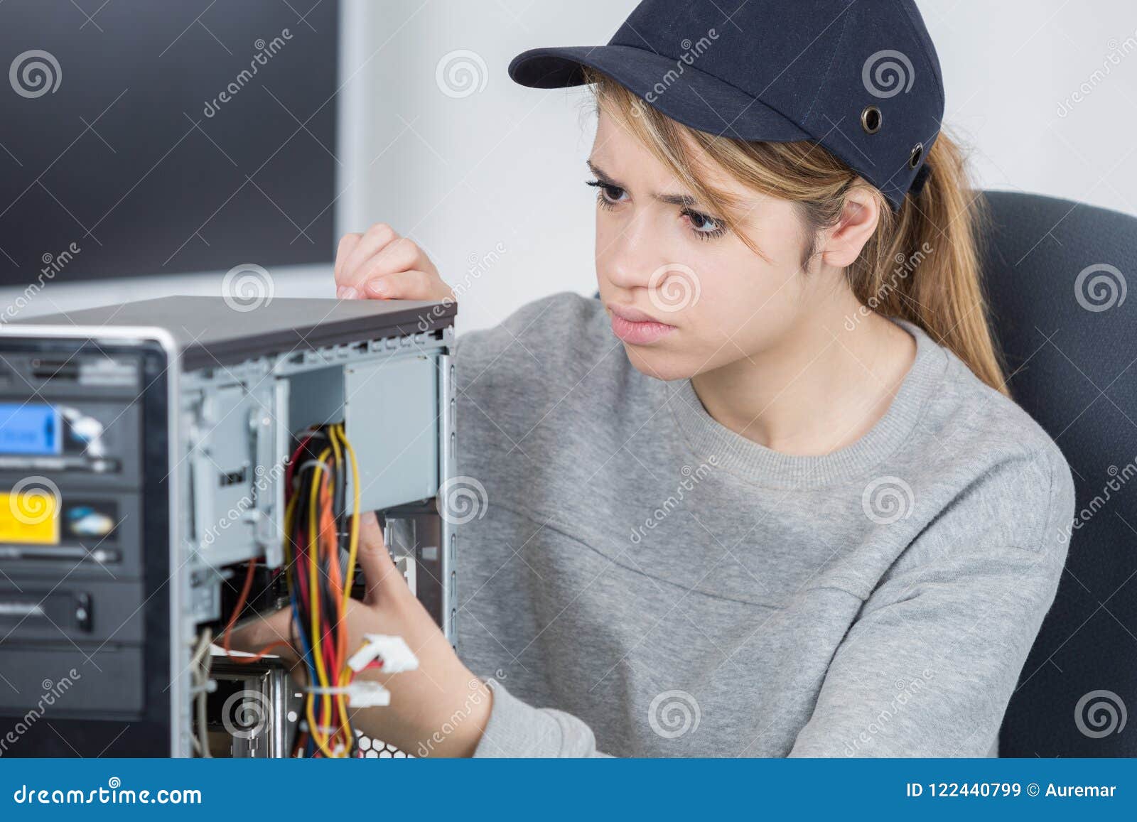 Female Technician Repairing Computer Stock Image - Image of computer ...
