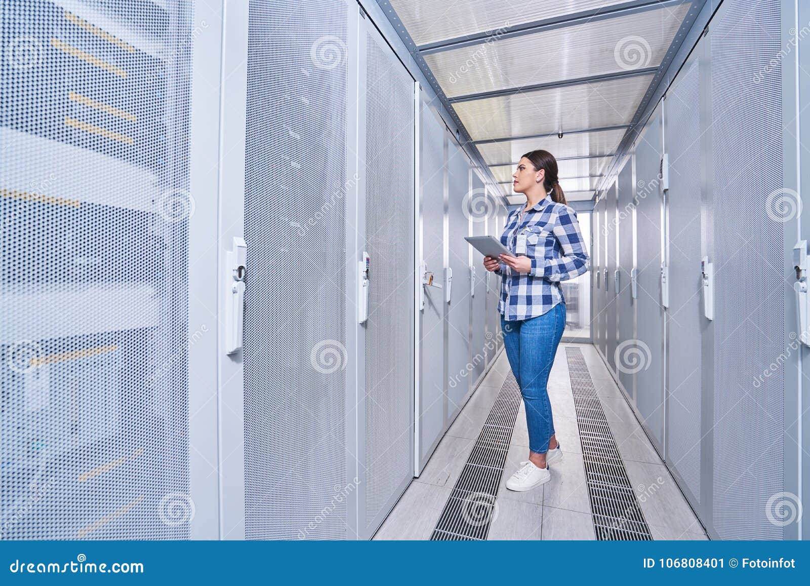 Female Technician Working on Server Maintenance Stock Image - Image of ...