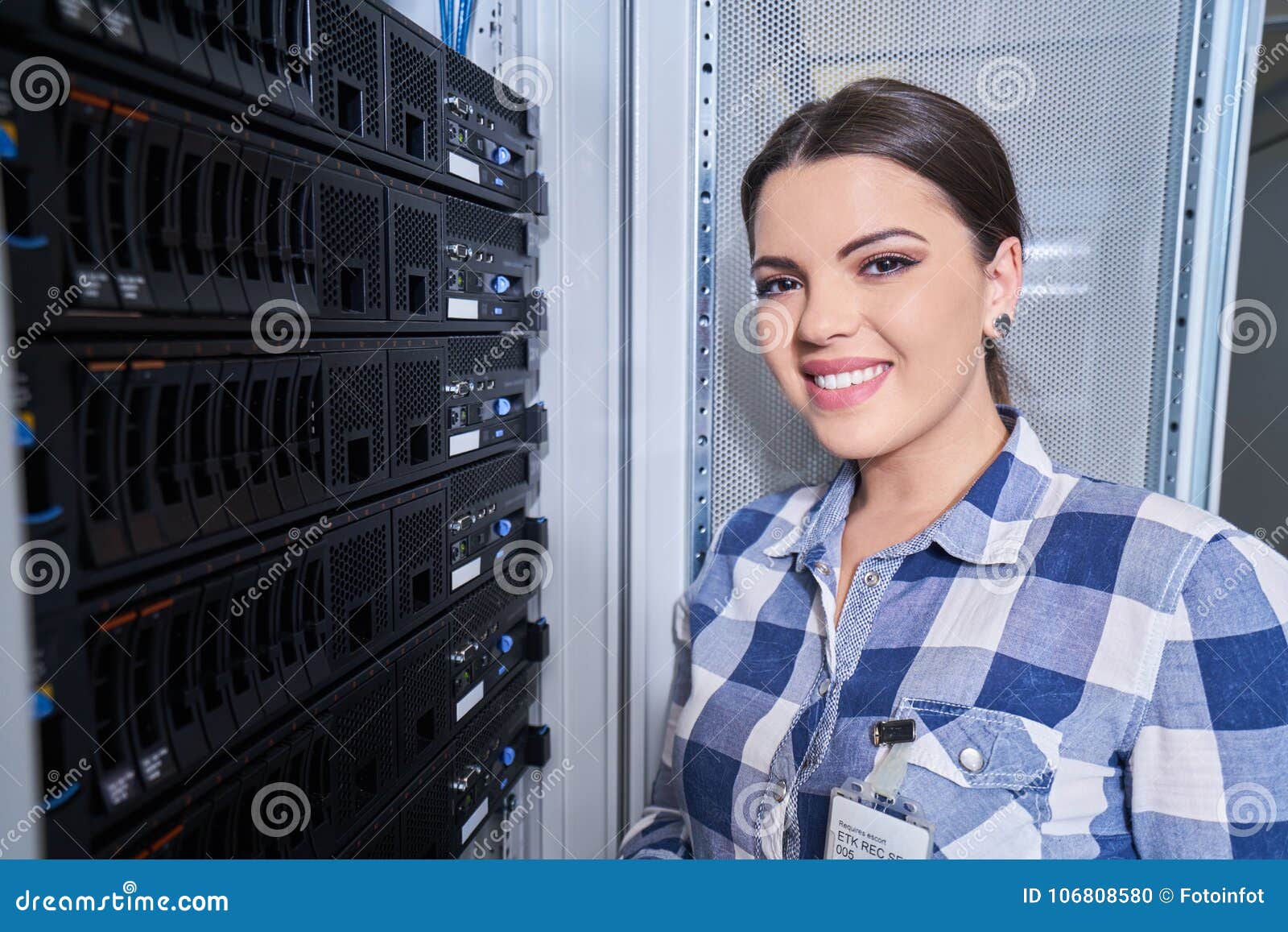 Female Technician Working on Server Maintenance Stock Photo - Image of ...
